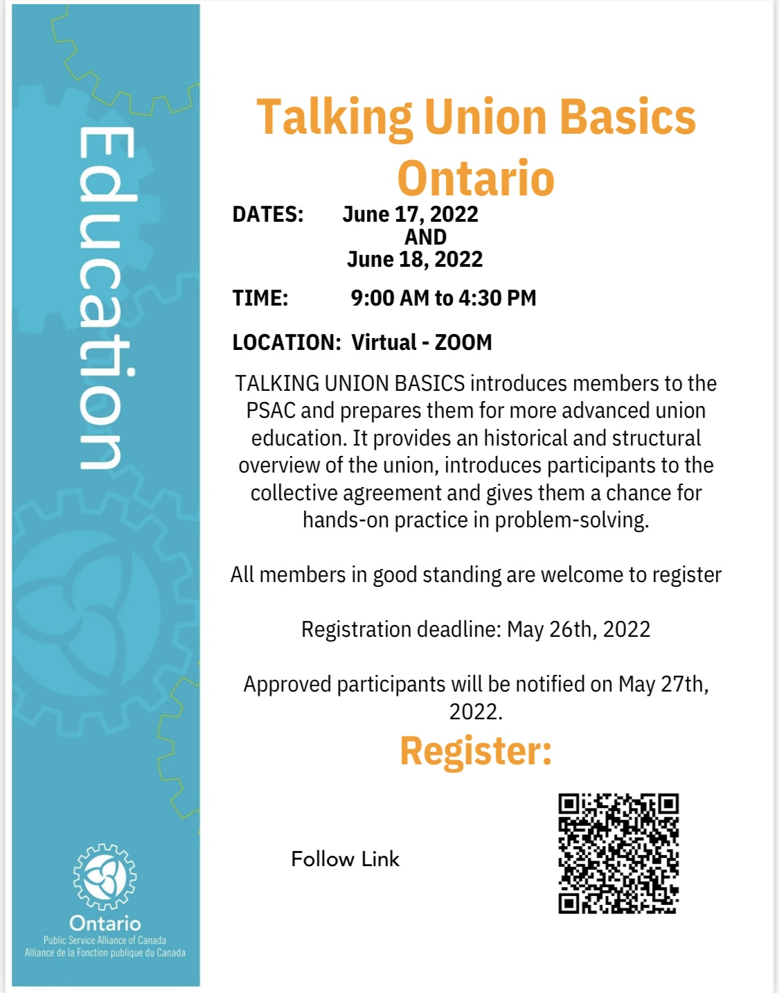 TALKING UNION BASICS – Virtual – June 17-18 2022 – Invitation to Register