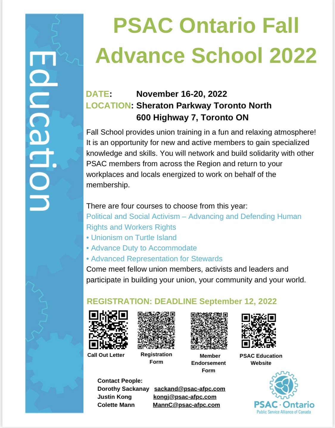 PSAC Ontario Fall Advance School 2022 – Member invitation to Register